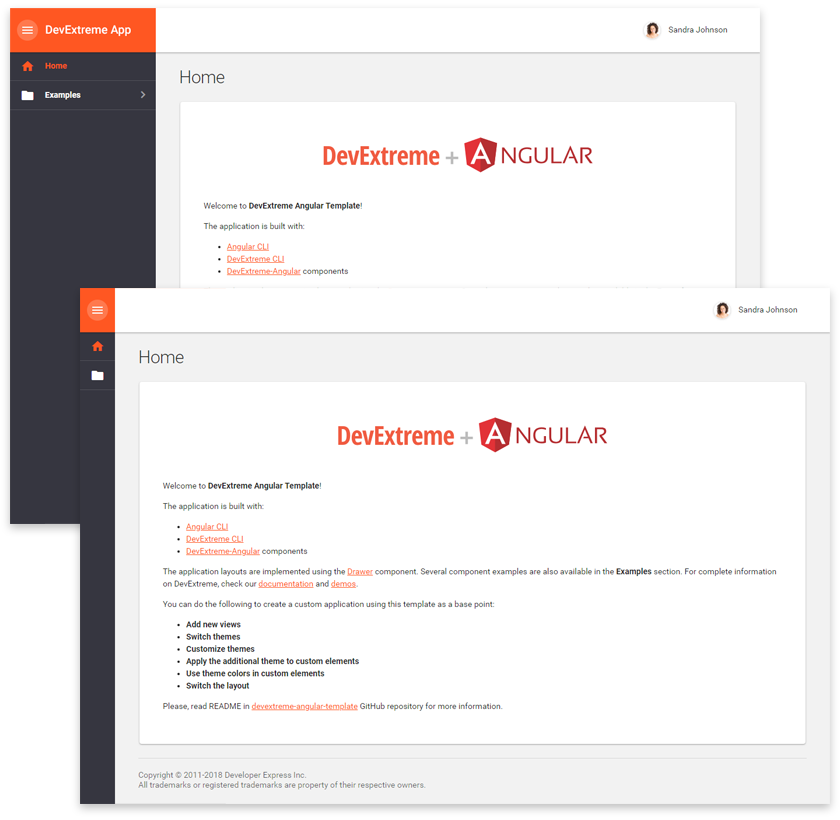 DevExtreme Angular Application Template DevExtreme Angular 