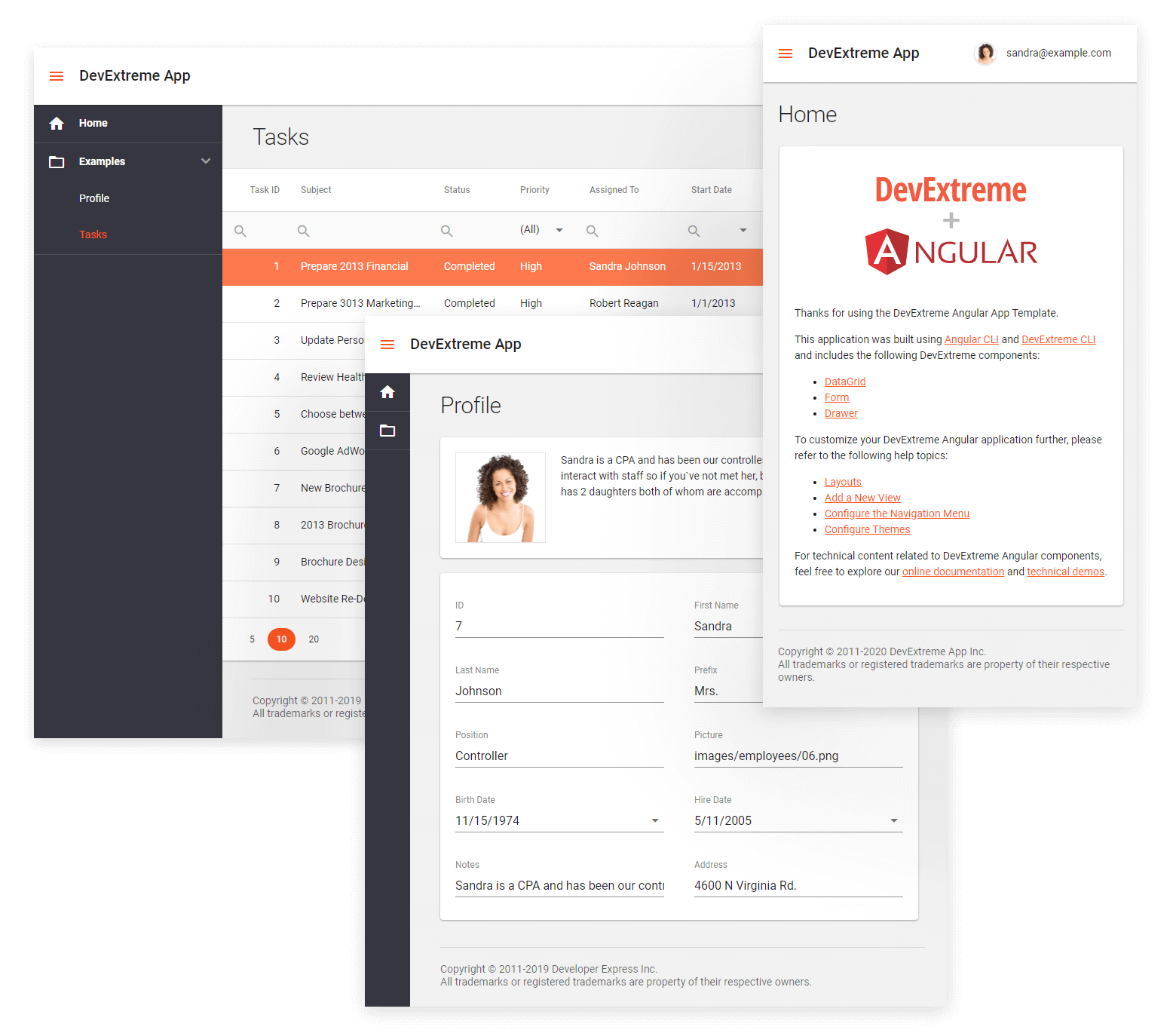DevExtreme Angular Application Template DevExtreme Angular 